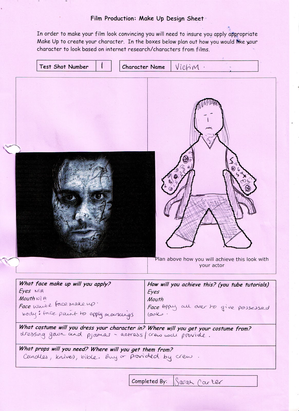 Foundation Portfolio: Make Up Design Sheet