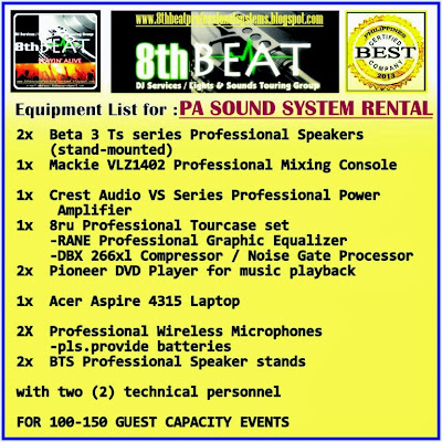 Sound System Rental Manila 8thbeat Basic PA System Debut Wedding Summer ...