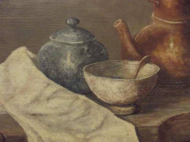 hst peinture huile sur toile tableau provençal nature morte cafetière ...