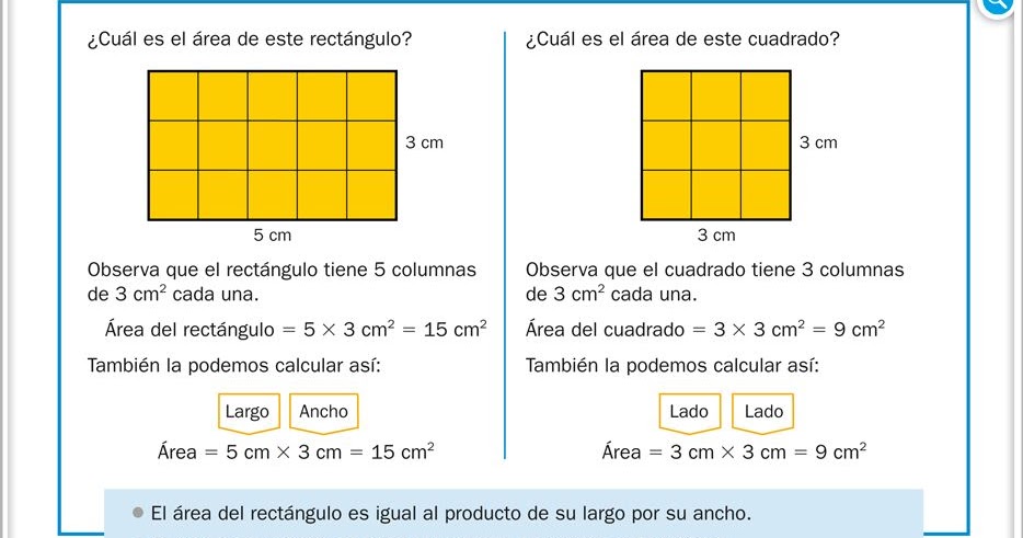 La Aventura del Saber : MATEMÁTICAS T9: El área de un rectángulo y de ...