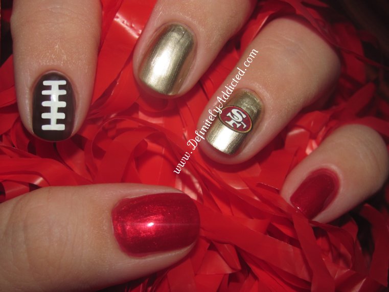 I am Definitely Addicted...: 49ers Decal Manicure