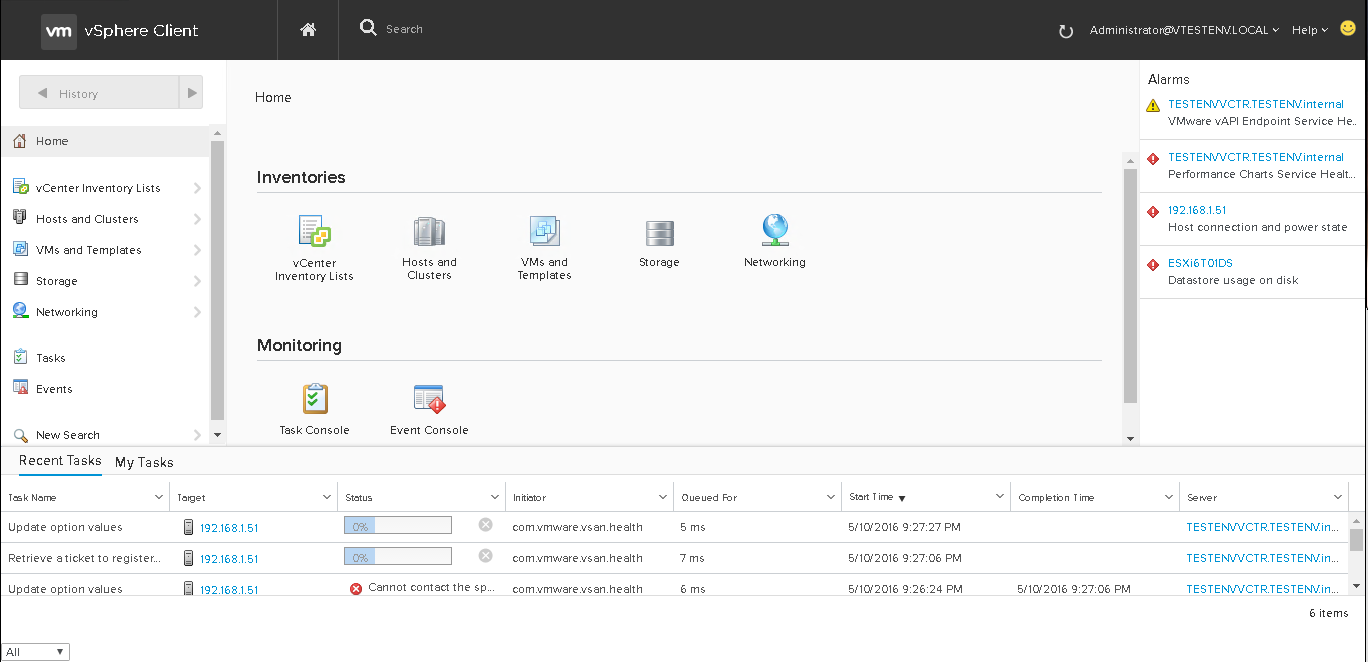 First impression of the vSphere HTML 5 Web Client using Windows based ...