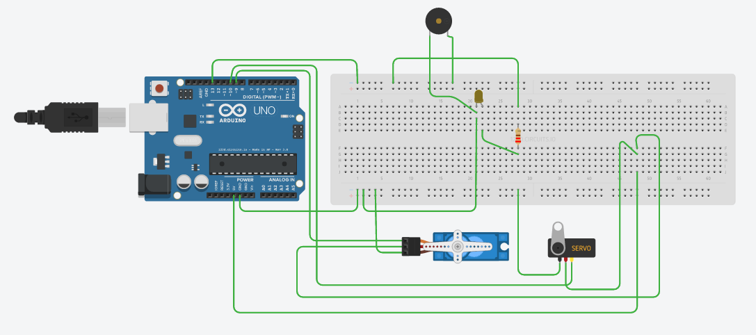 Arduino Continuous Opening and Closing Gate System with LED, Buzzer and ...