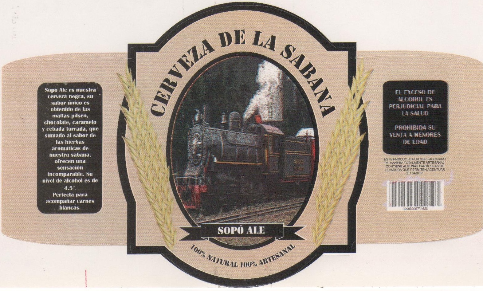 ETIQUETAS DE CERVEZAS Y MALTAS COLOMBIANAS: CERVEZA DE LA SABANA - SOPÓ ALE