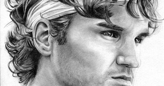 TIMELESS TENNIS: Tennis Art of the Day: Roger Federer in Pencil Sketch