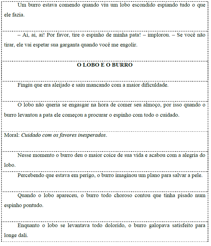Fábula embaralhada O LOBO E O BURRO