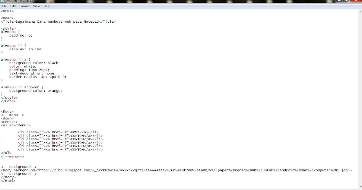 Bagaimana Cara membuat web pada Notepad