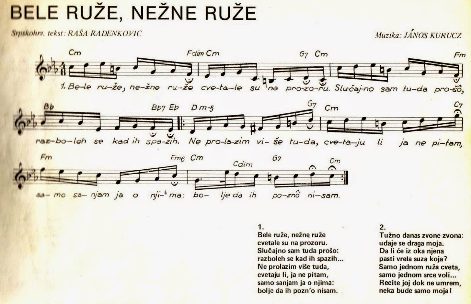 | MILAN JOVIC COVERS |: BELE RUŽE AKORDI NOTE