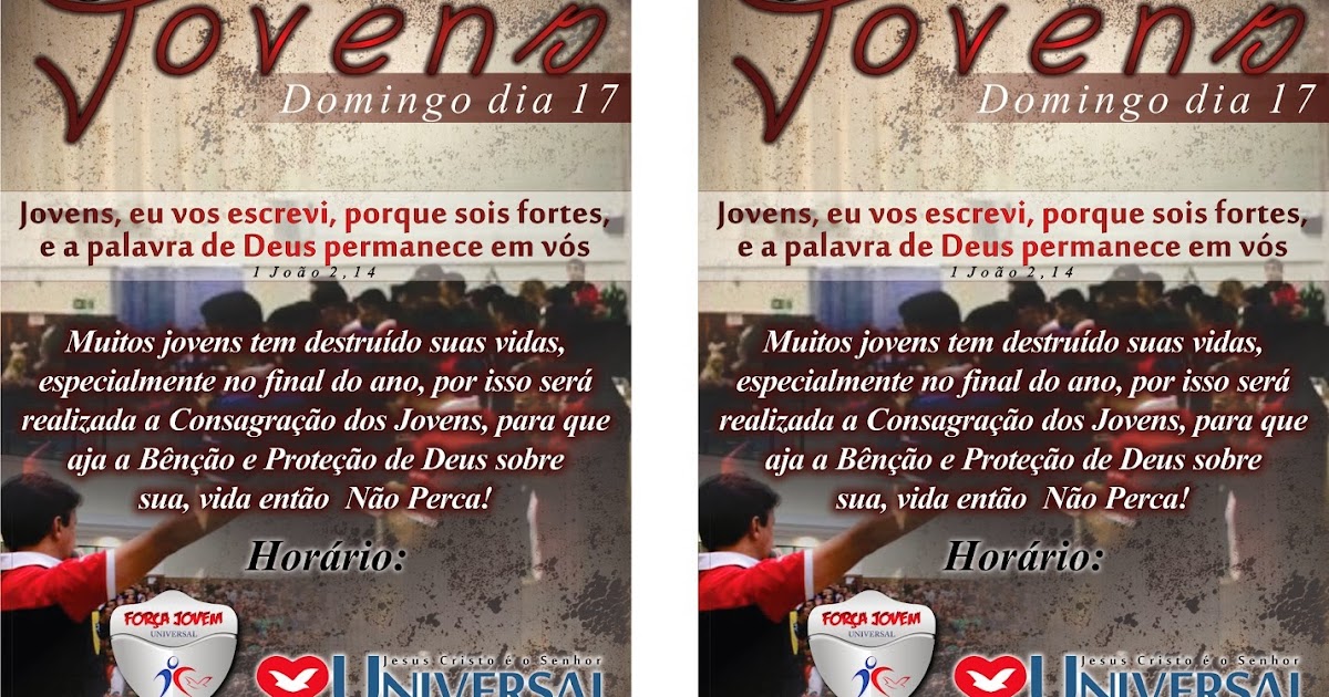 Trabalho Universal Folheto ConsagraÇÃo Dos Jovens