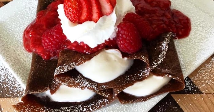 Hot Chocolate Crepes with Red Berry Sauce