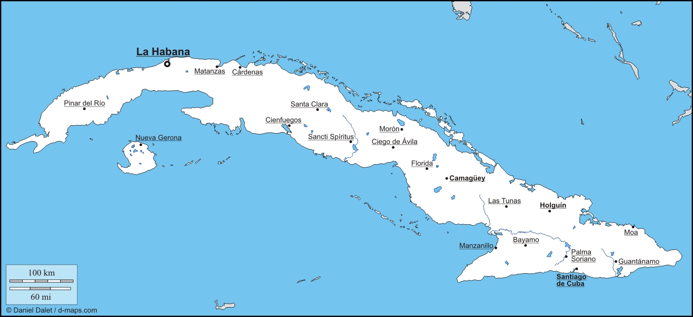 Mapa de cuba en blanco