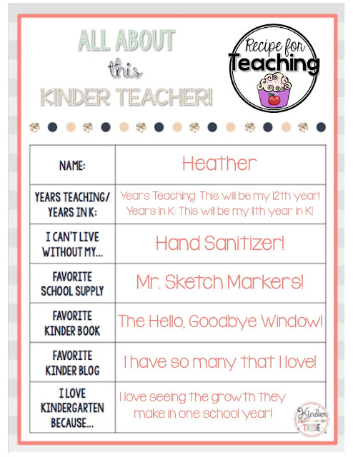 All About this Kinder Teacher! - Recipe for Teaching