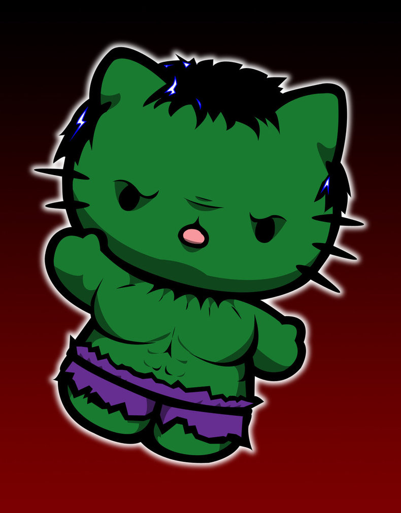 Hello Kitty in The Hulk costume