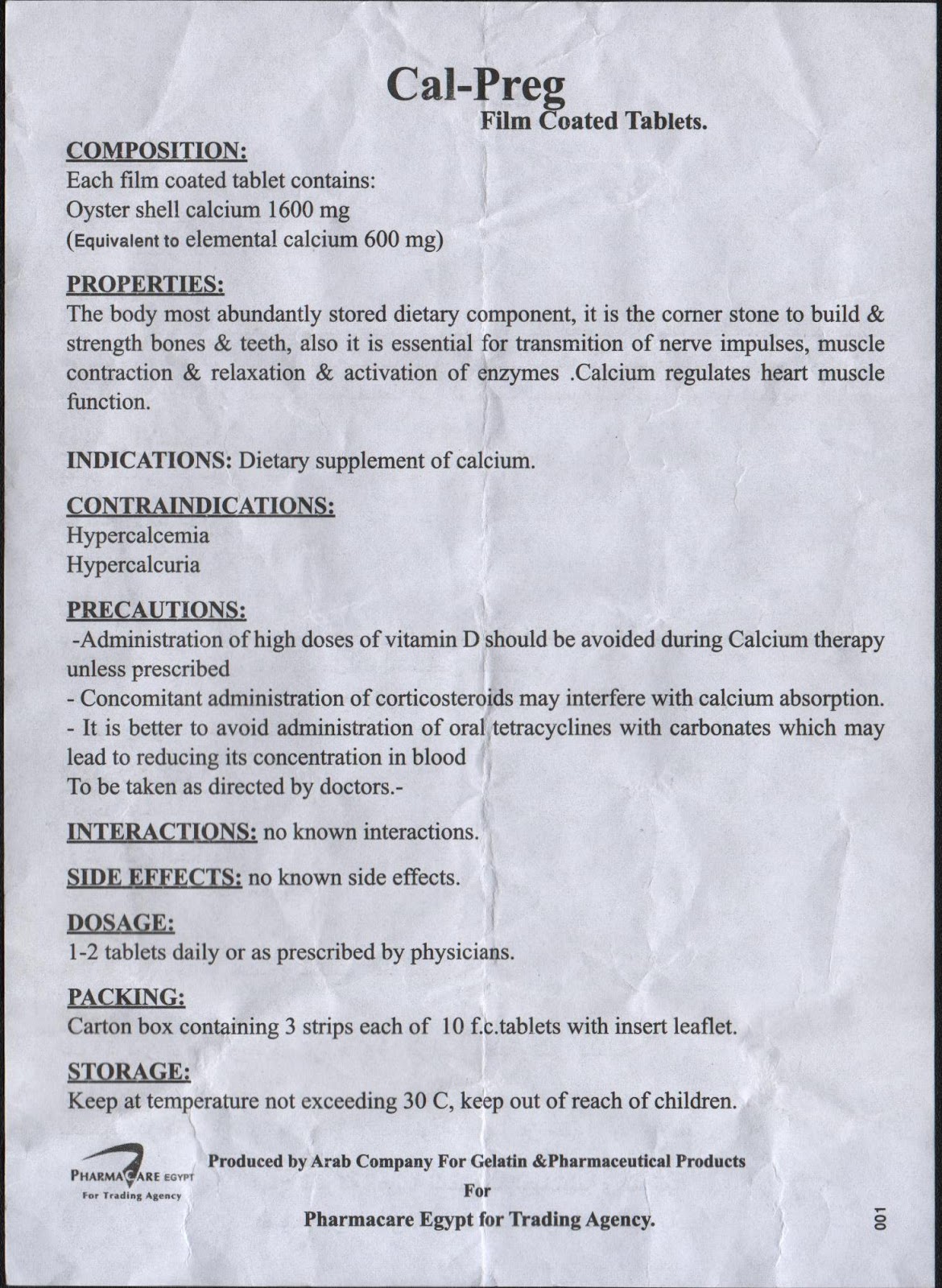 Drug Pamphlet: Cal-Preg