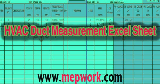Download HVAC Duct Measurement Excel Sheet XLS