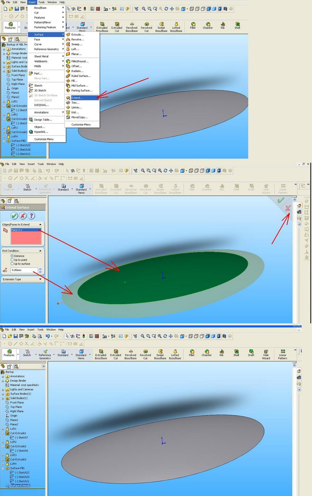 SOLIDWORKS DESIGN TUTORIAL: Design surface extend process Solidworks SOLIDWORKS DESIGN TUTORIAL: Design surface extend process Solidworks