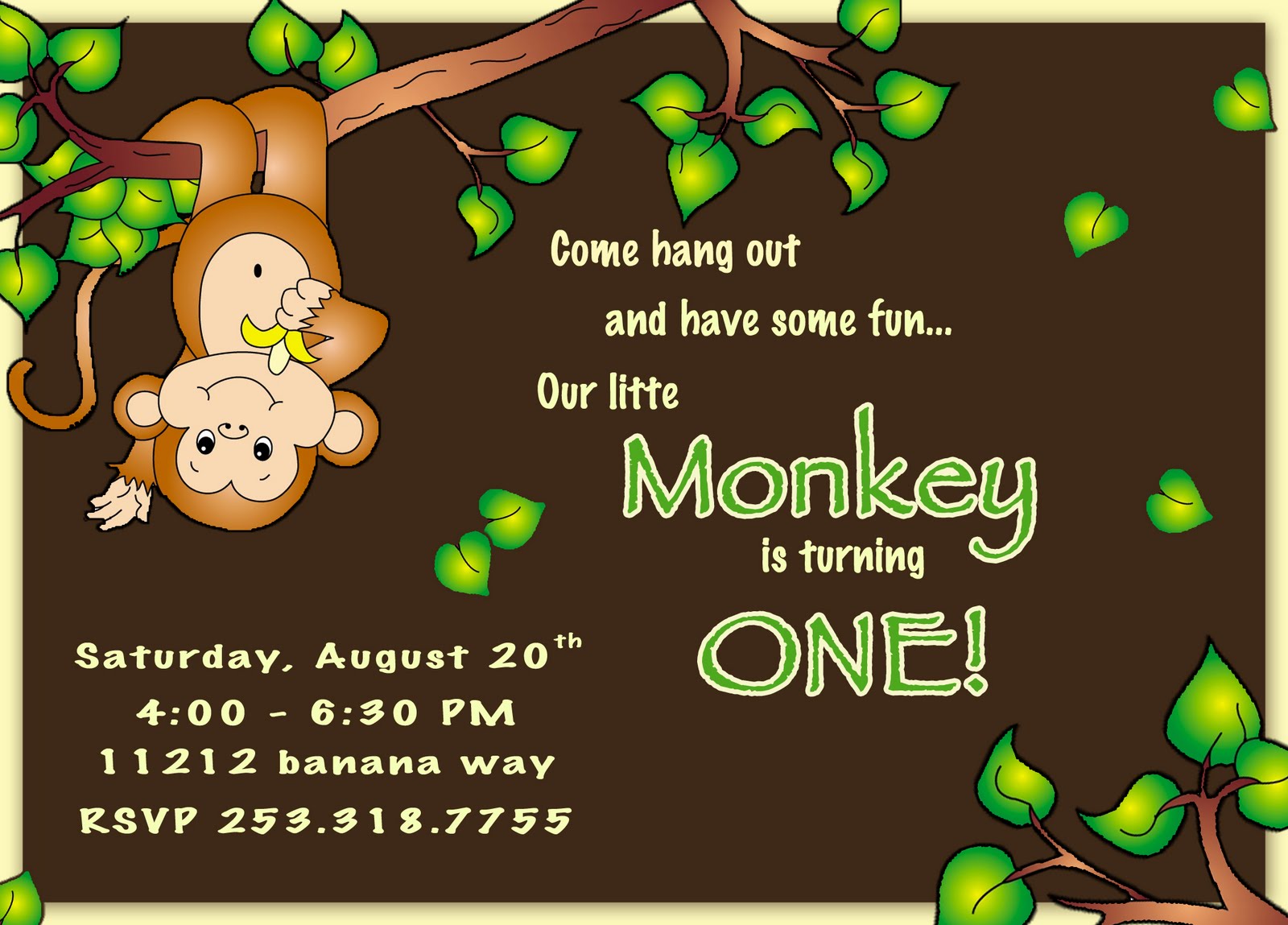 Coatney Designs: Monkey Birthday Party Invitation