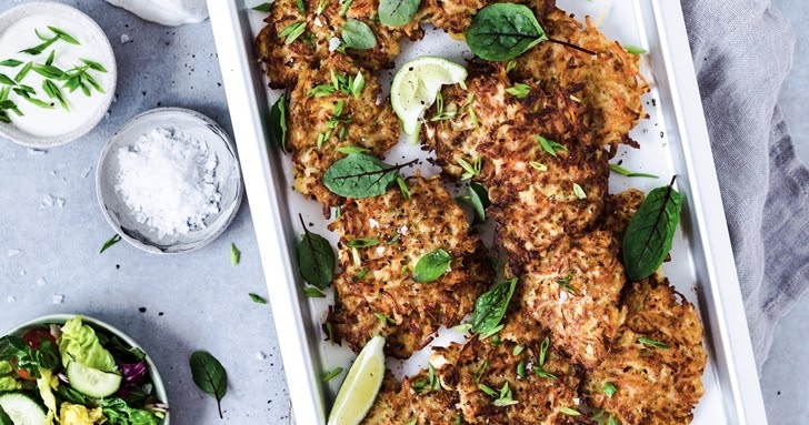 Placki ziemniaczane z marchewką, fetą i czosnkiem