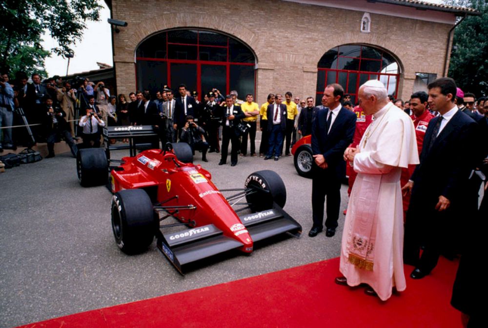 Pope John Paul II in a Brand New Ferrari Mondial Cabriolet in Fiorano ...