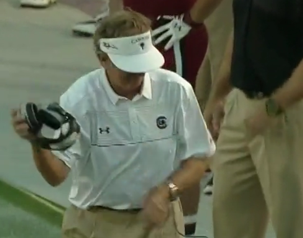 Steve Spurrier throws headset in disgust during loss to Texas A&M ...