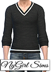 NyGirl Sims 4: White Stripe V Neck Tee