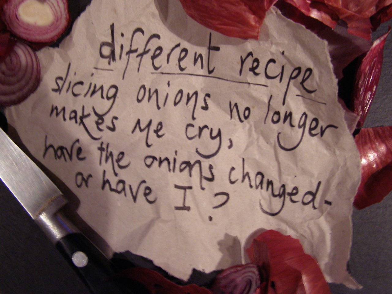 words and ideas, poetry and images: Poem. slicing onions. different recipe.