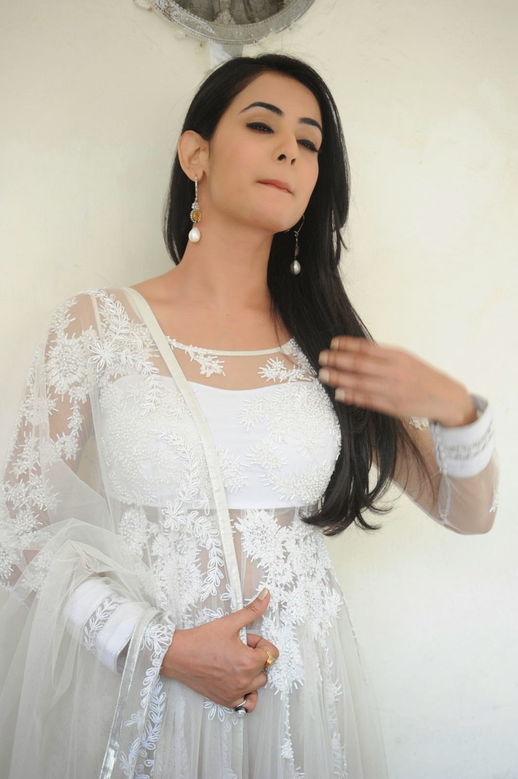 Actress Sonal Chauhan in white Churidar at a press meet | Stylish ...