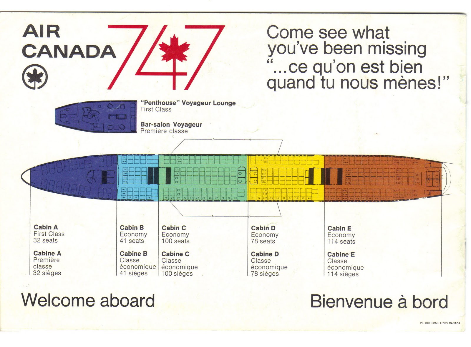 Air Canada 747 seat map | Boeing 747, Flight attendant, Canadian airlines