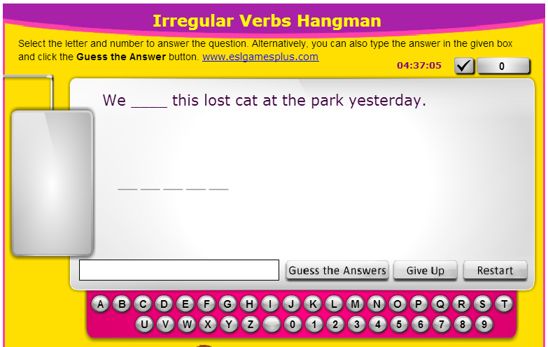 Tassos' Blog: Hangman: Irregular Verbs in the Past Simple