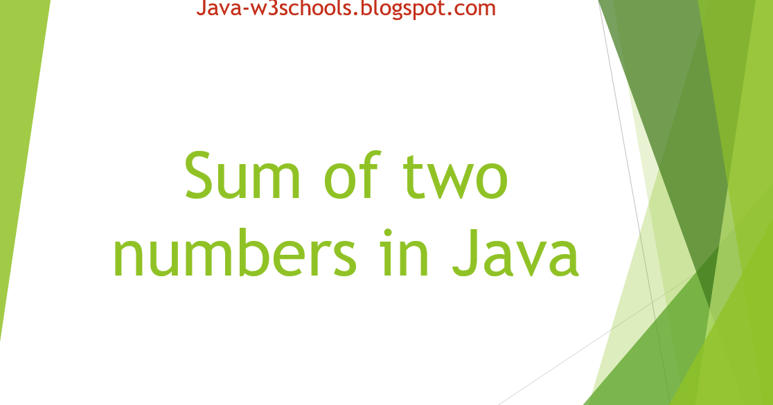 Sum Of Two Numbers In Java 