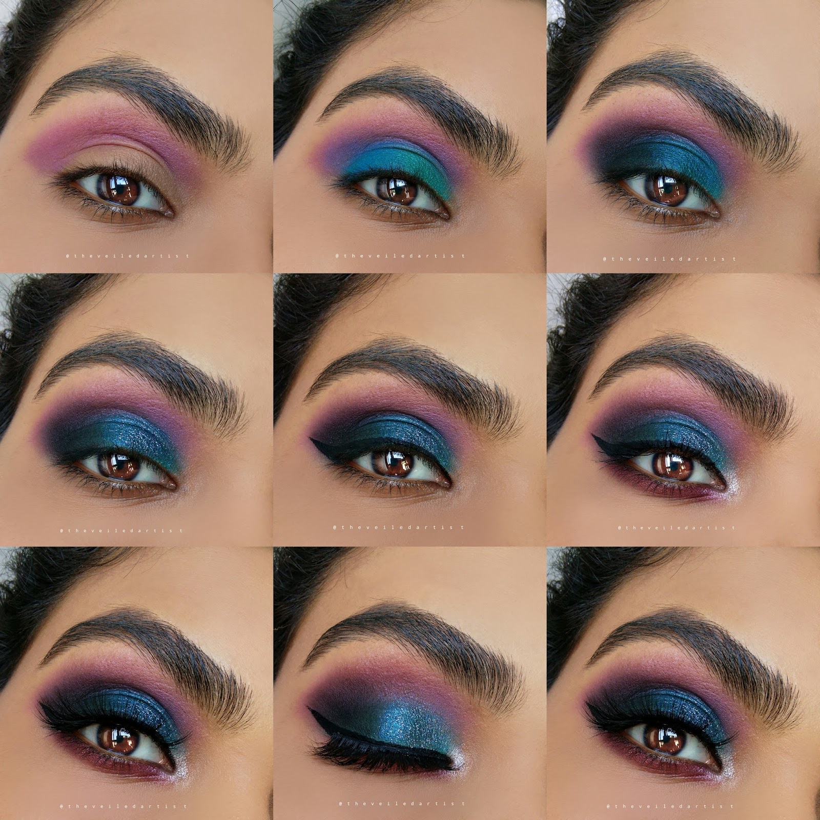 Deep Cerulean and Purple Glitter Smokey Eyes Tutorial - The Veiled Artist