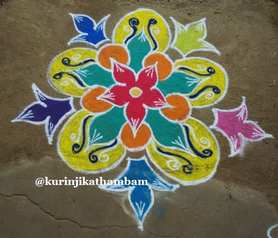 Kolam # 130: Flower Rangoli Kolam ~ Kurinji Kathambam