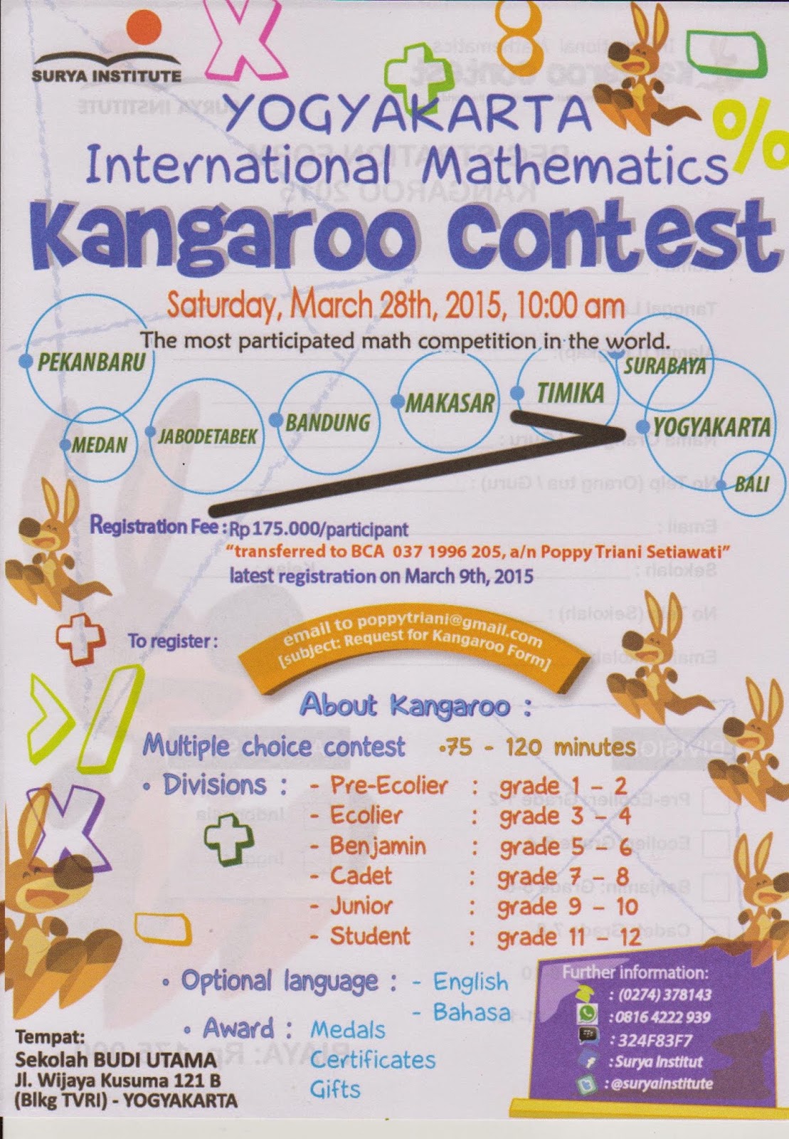 HERU WASESO SAPEN: International Mathematical Kangaroo Contest 2015