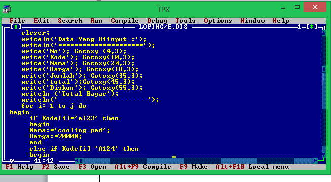 Pemograman turbo pascal dengan Fungsi Array