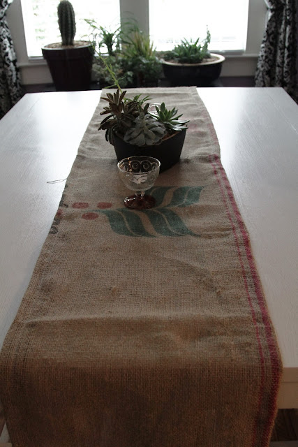 Black and White and Loved All Over: Coffee-Bean Sack Table Runner