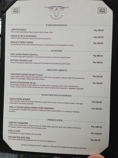 ERICJAZ FOODIES: A STEAKHOUSE (ACACIA HOTEL)