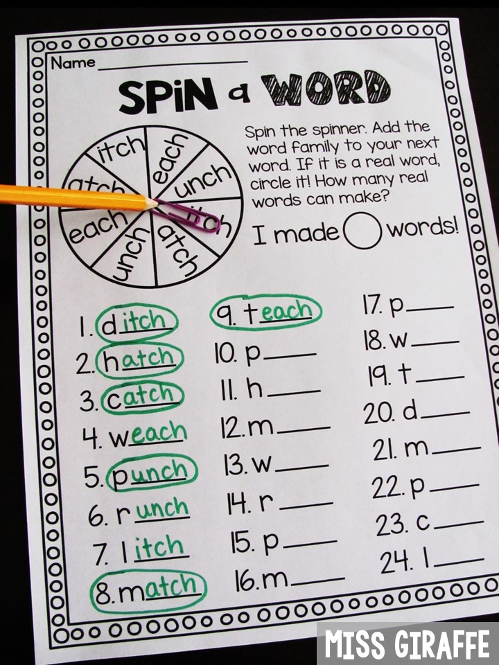 Miss Giraffe's Class: Digraphs Activities for First Grade and Kindergarten