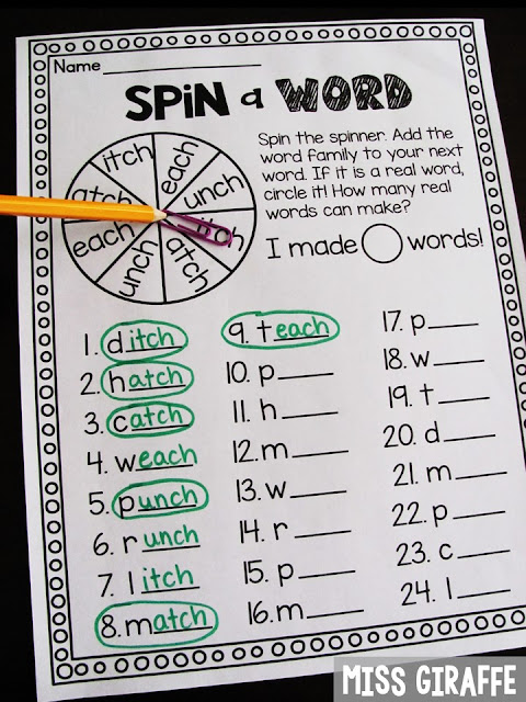 Miss Giraffe's Class: Digraphs Activities for First Grade and Kindergarten