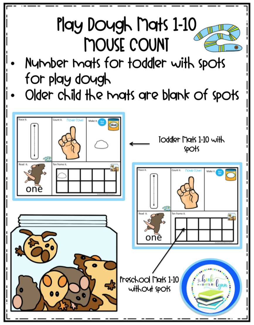 MOUSE COUNT PLAY DOUGH MATS ~ Book Units by Lynn