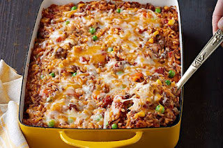 Cheesy Ground Beef Rice Casserole ~ culinary cooking school
