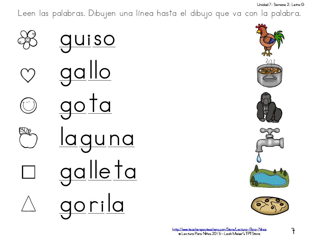 Mommy Maestra: Free Download: Letter G Unit to Accompany Maravillas ...