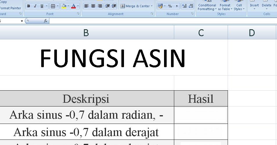 Cara Membuat Fungsi ASIN dan ASINH dalam Microsoft Excel | Excel