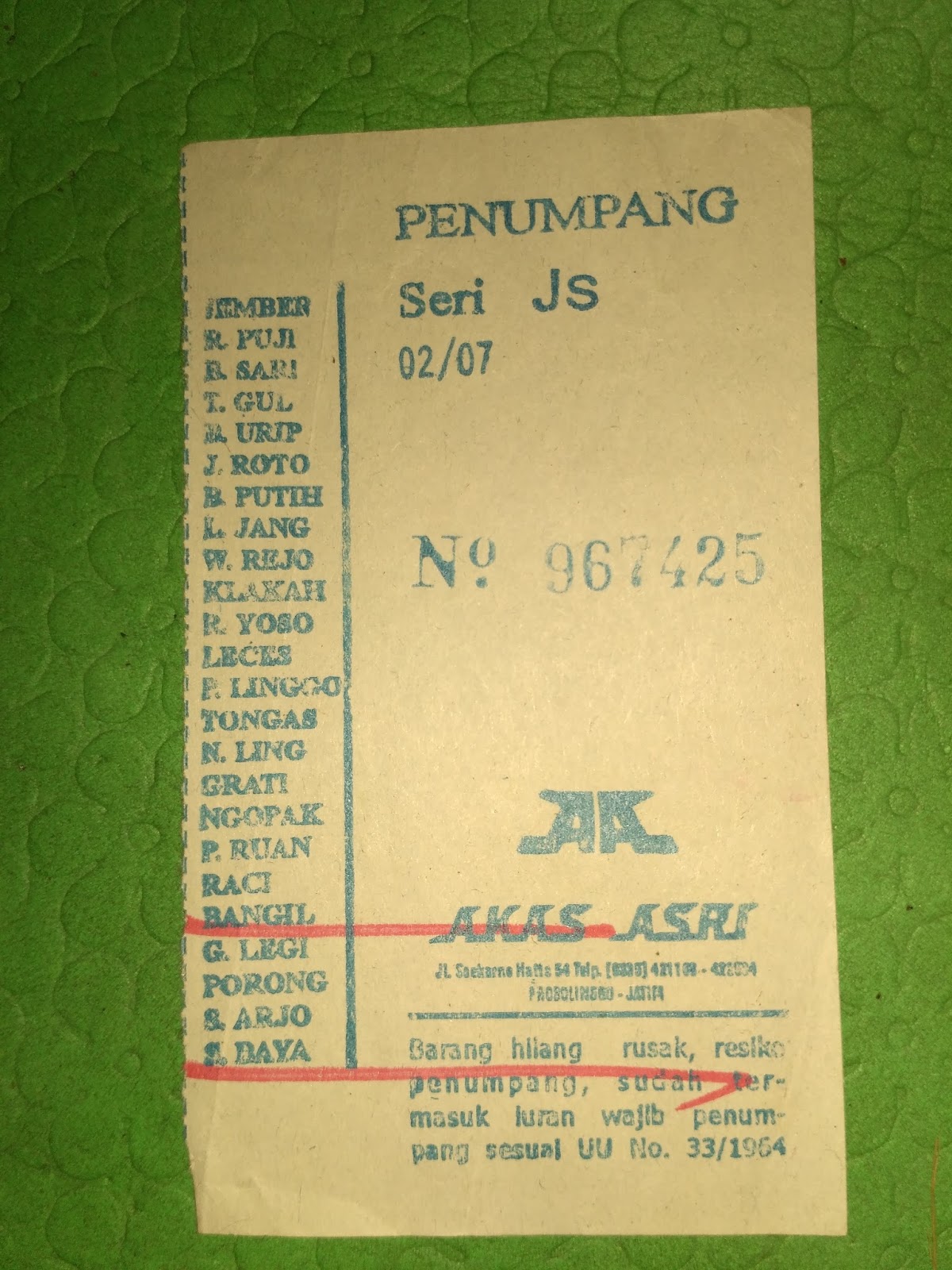 Caper Touring "One Stop Journey": Koleksi Karcis Bus