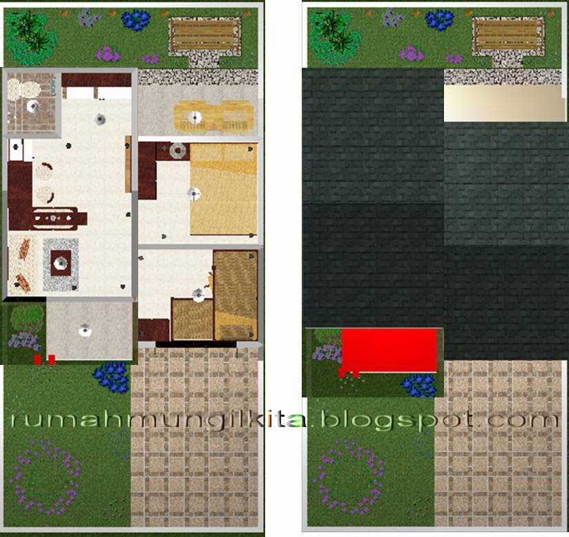 Desain Rumah Tipe 30 Tanah 72 (1 Lantai, 2 Kamar Tidur, 1 Kamar Mandi ...
