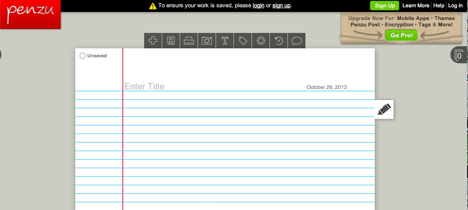Penzu - Keep your private thoughts secure using this online journaling tool