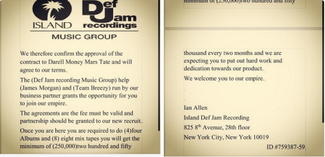 GR1NDASMAG.COM: Rapper Posts Fake Def Jam Records Contract On Instagram
