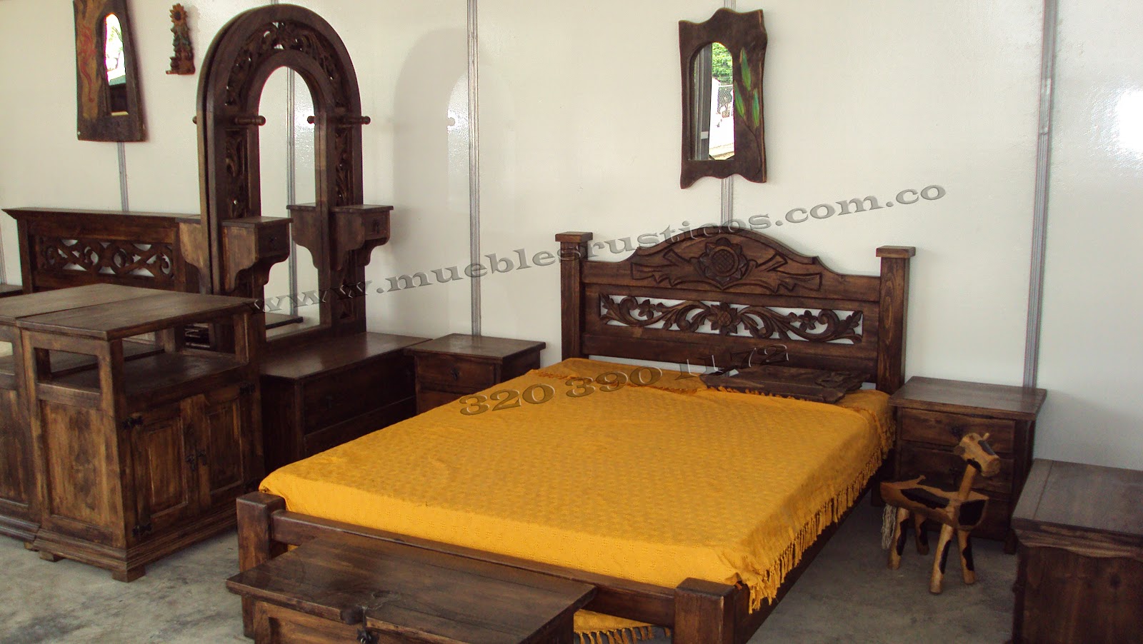 muebles rusticos bogota : cama madera rustcica