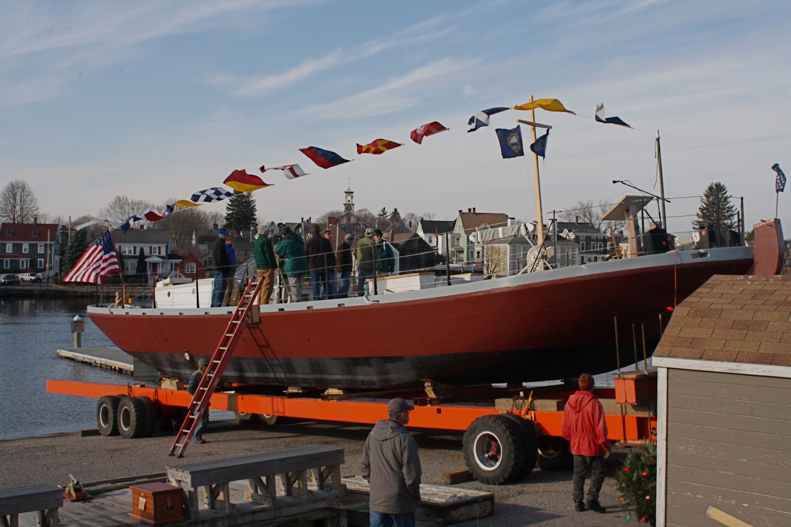 Boatbuilding With Burnham: Launching the new Gundalow in the Piscataqua ...