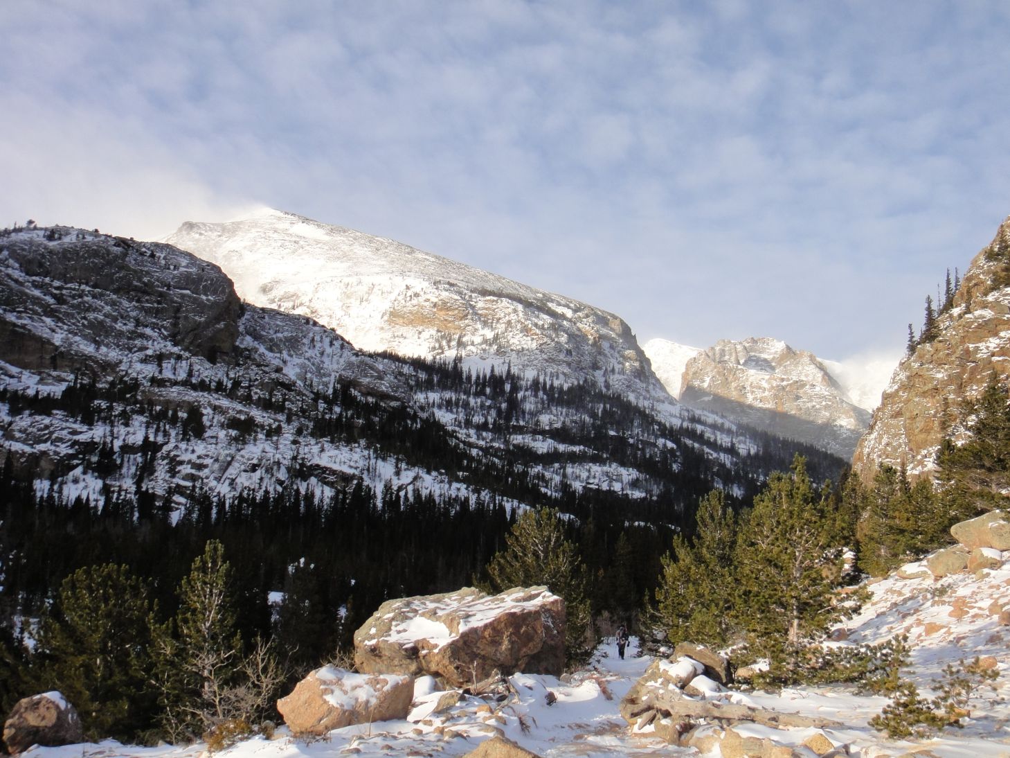 Hiking Rocky Mountain National Park: Loch Vale in the winter.