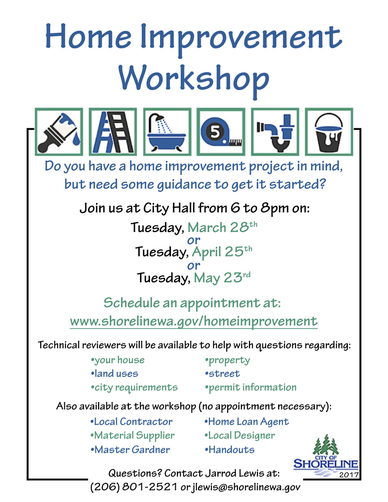 Shoreline Area News: Schedule now for Spring Home Improvement Workshops